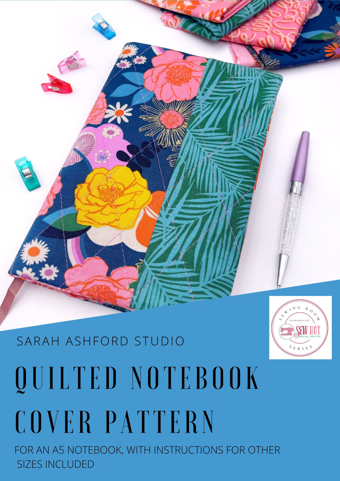 Quilted Notebook Cover PDF Digital Pattern – Sarah Ashford Studio